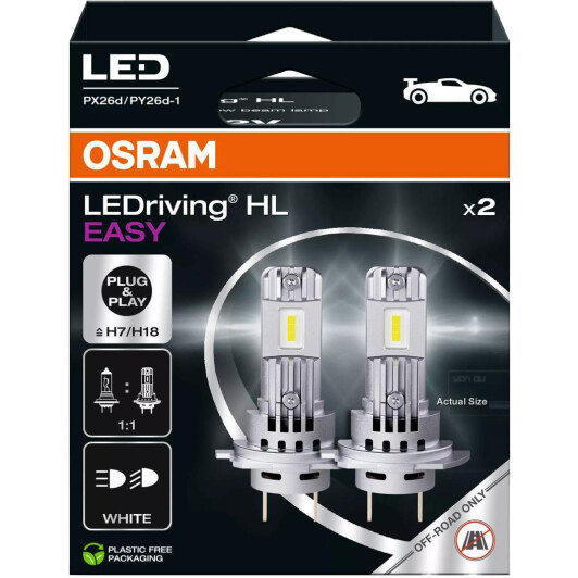 Автолампа Osram LEDriving HL Easy H7/H18 PX26d 16 W белая 64210DWESY-2HB: купить в Украине и ...