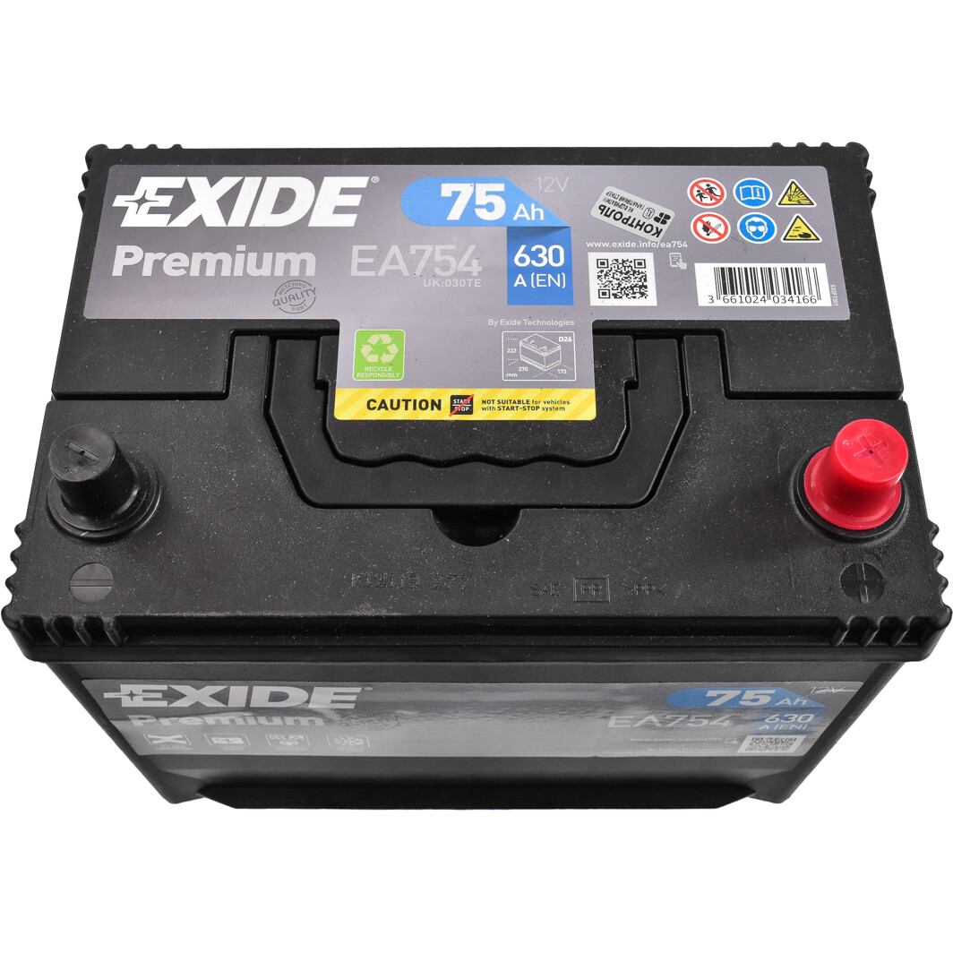 Аккумулятор Exide 6 CT-75-R Premium EA754: купить автоаккумуляторы в ...