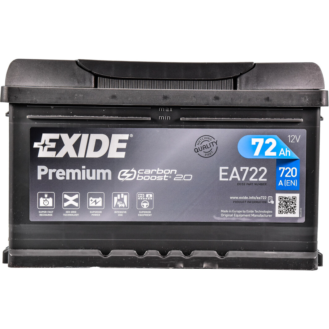 Акумулятор Exide 6 CT-72-R Premium EA722: купити автоакумулятори в ...